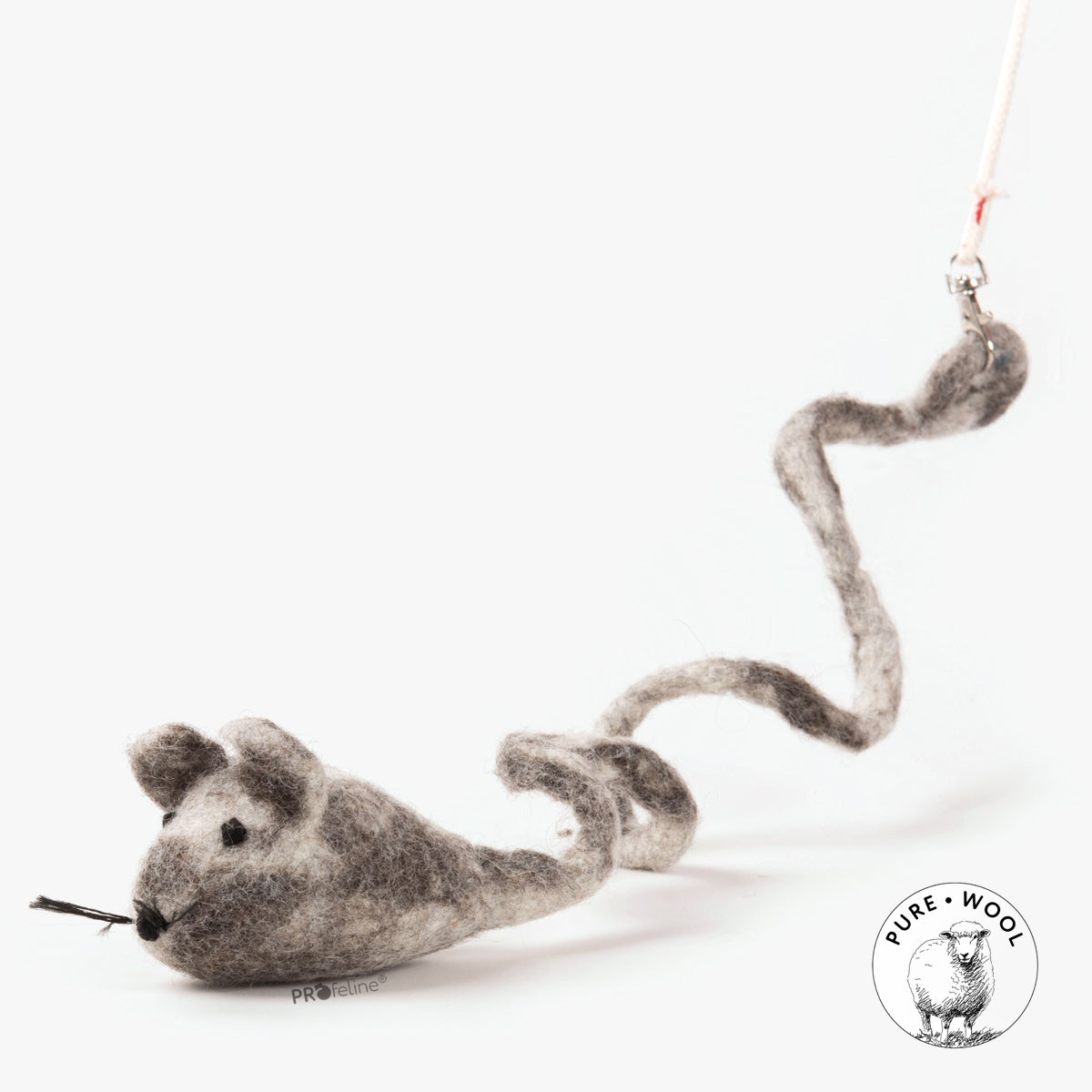 Woolly Rattus: Hand-Felted Wool Mouse Cat Toy with Finger Loop